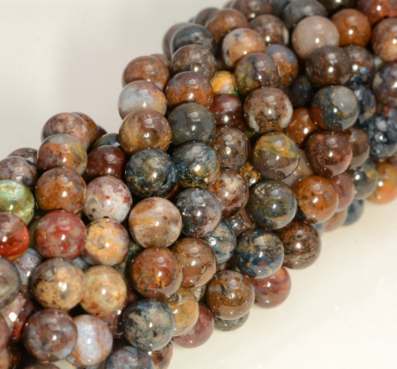 Genuine African Pietersite Gemstone Grade AA Blue Brown Red 6mm 8mm ...