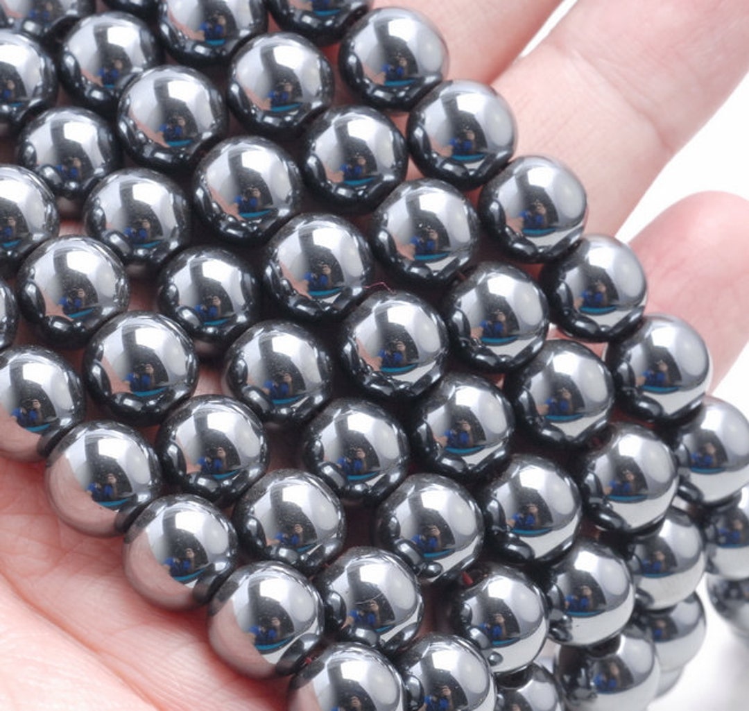 8mm Noir Black Hematite Gemstone Black Round Loose Beads 15.5 Inch Full ...