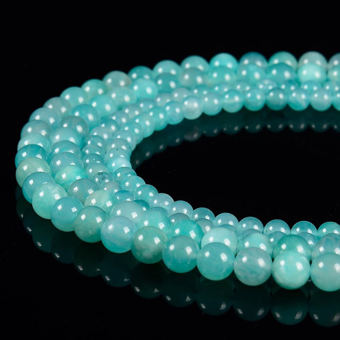 Natural Aqua Blue Peruvian Amazonite Gemstone Round 6MM Loose Beads ...