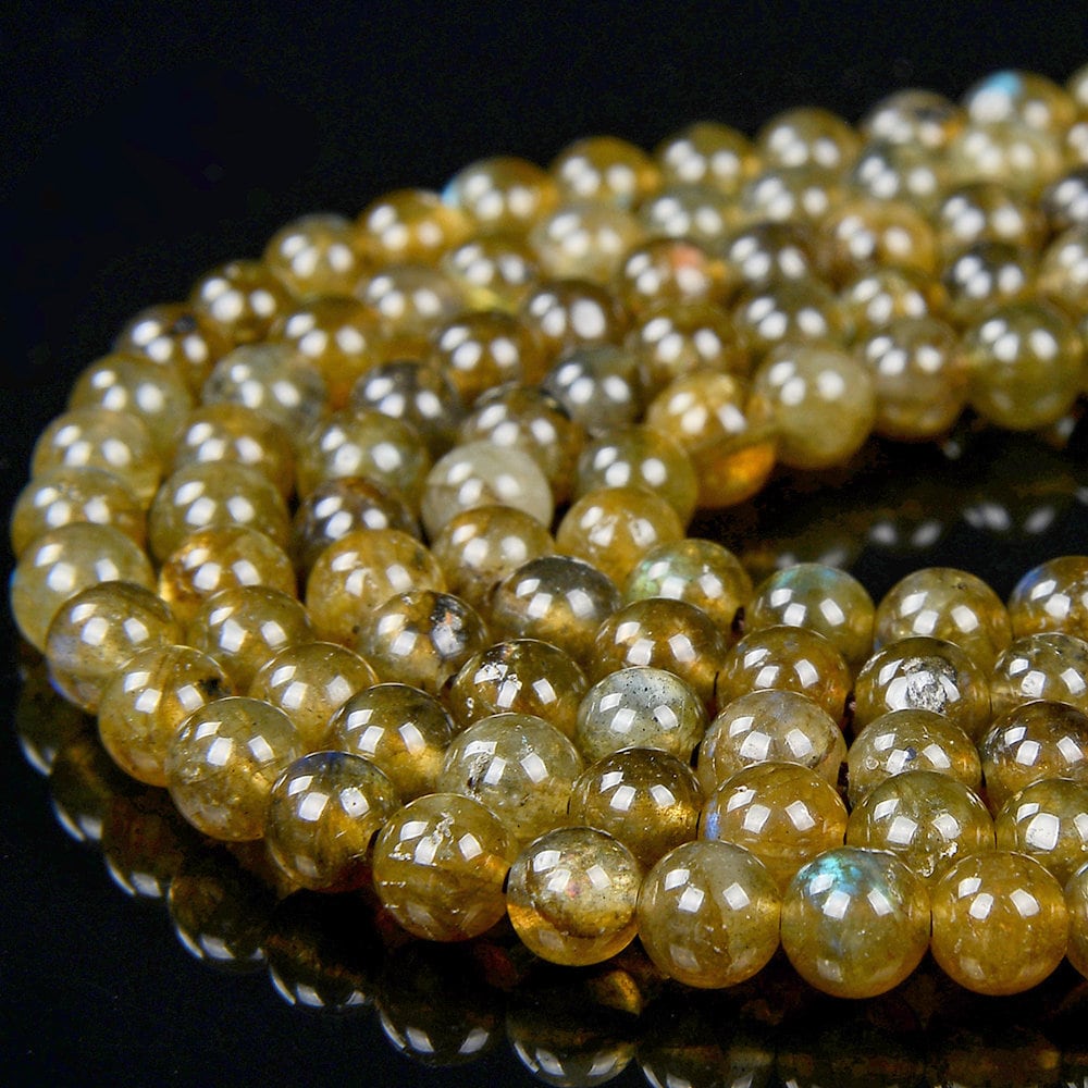 Natural Yellow Labradorite Gemstone Round 4MM 5MM Loose Beads 15 Inch ...