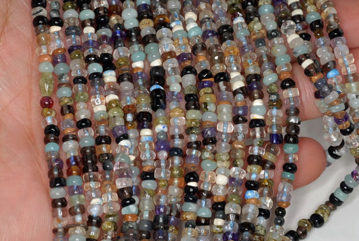 4x2mm Gala Mix Quartz Gemstone Assorted Gems Rondelle Loose Beads 15.5 ...