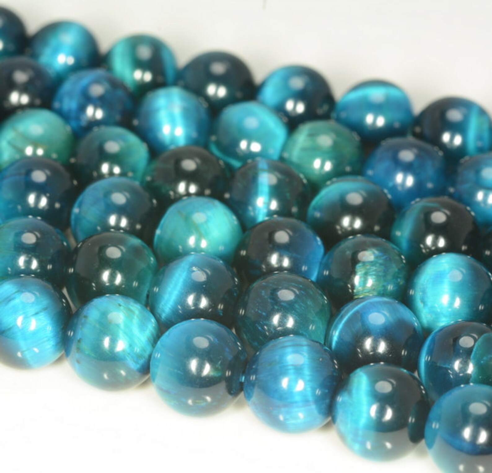 Blue Green Tiger Eye Gemstone Hawk Eye Grade AAA 4mm 6mm 8mm - Etsy