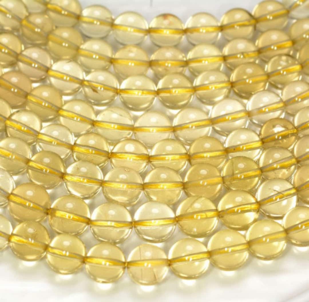 5.5M Genuine Lemon Quartz Gemstone Grade Aaa Yellow Round Loose Beads ...