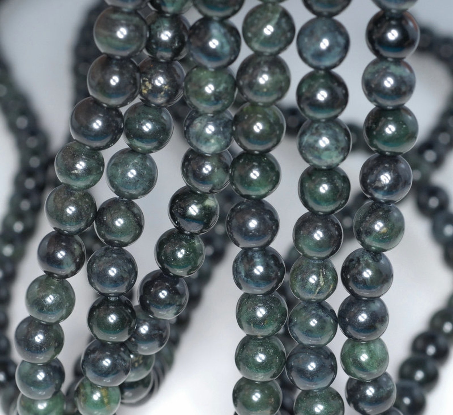 8mm Dark Green Forest Jade Gemstone Round Loose Beads 15.5 | Etsy