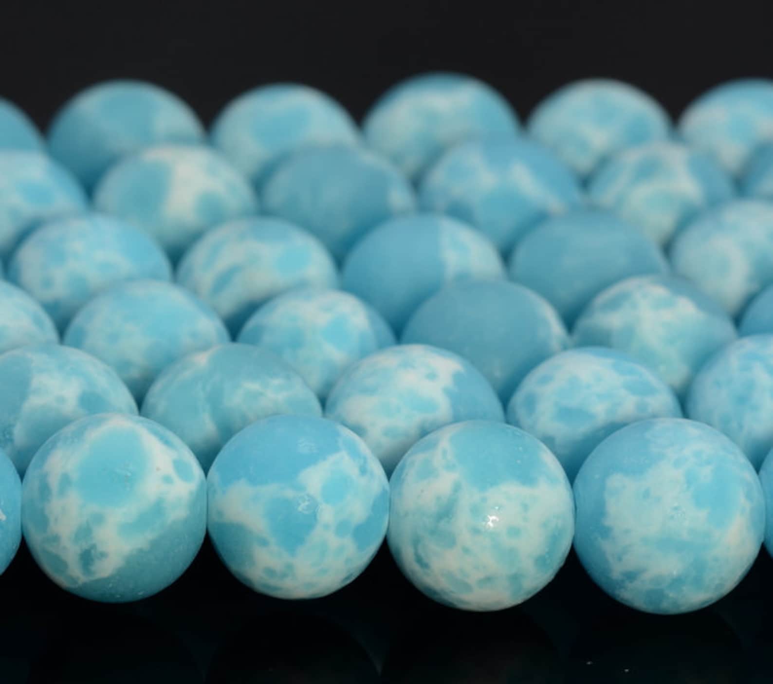 Matte Larimar Quartz Gemstone Synthetic Larimar Grade AAA Sky Blue 4mm ...