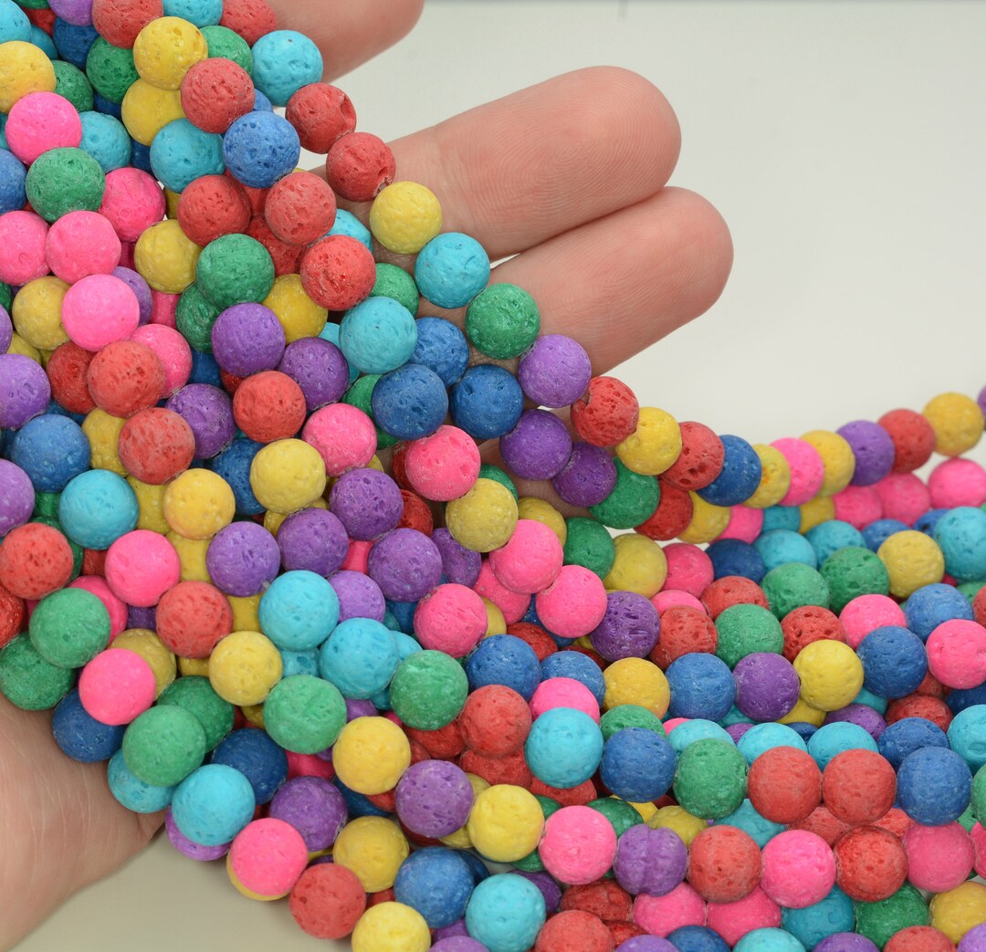 8mm Multi Color Lava Gemstone Volcanic Basaltic Round 8mm Loose Beads ...