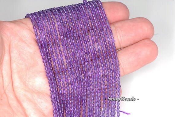 2MM Royal Amethyst Gemstone Grade A Purple Round 2MM Loose Beads 16 ...