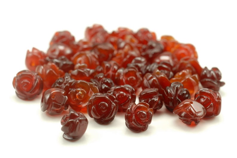 8MM Red Agate Gemstone Carved Flower Beads BULK LOT - Etsy