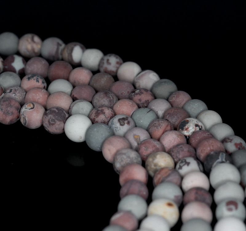 6mm Frosted Matte Painting Jasper Gemstone Pink Grade AAA | Etsy