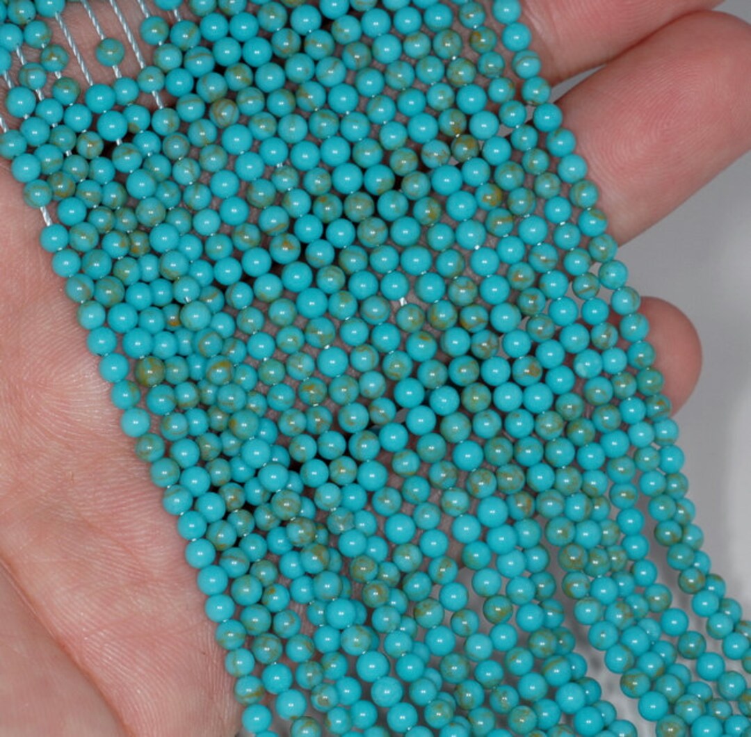 3mm Turquoise Gemstone Turquoise Blue Green Round 3mm Loose Beads 15.5 ...