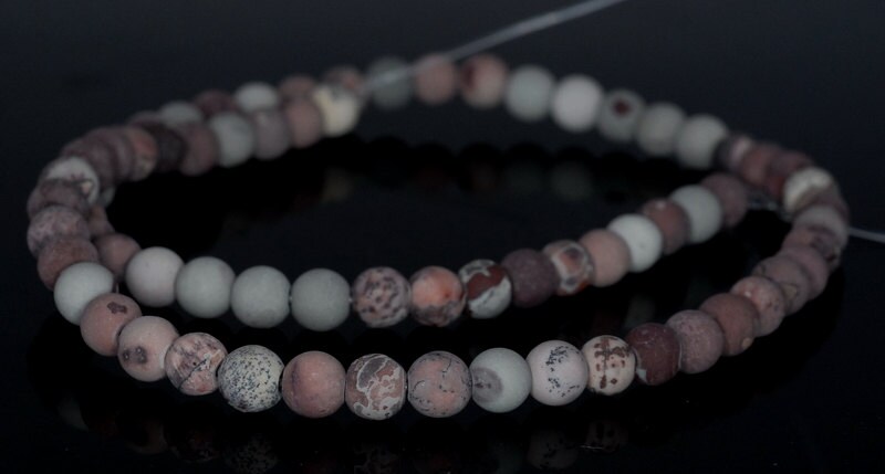 6mm Frosted Matte Painting Jasper Gemstone Pink Grade AAA | Etsy