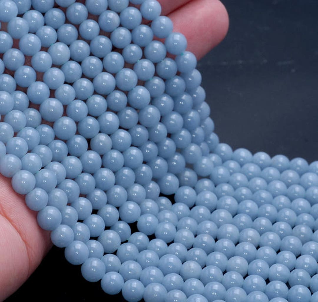Genuine Angelite Gemstone Grade AAA High Quality Deep Blue Smooth 6mm ...