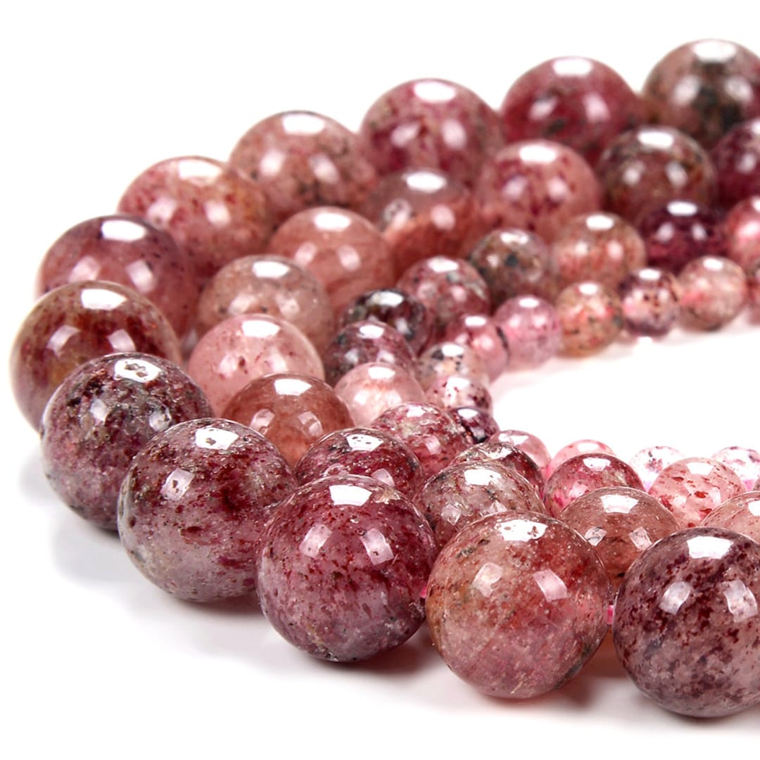 Natural Strawberry Quartz Gemstone Round 6MM 7MM 8MM Loose Beads BULK ...