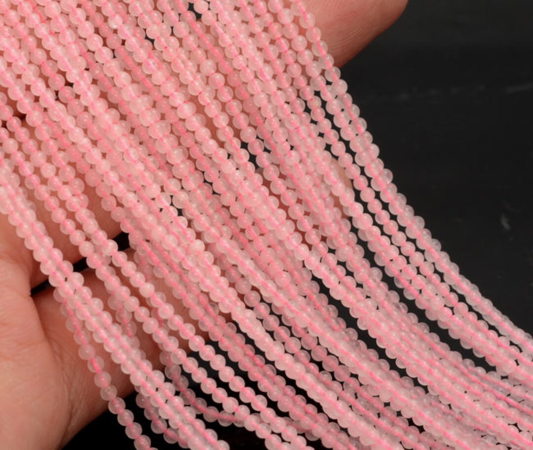 2MM Rose Quartz Gemstone Round 2MM Loose Beads 16 Inch Full Strand LOT ...