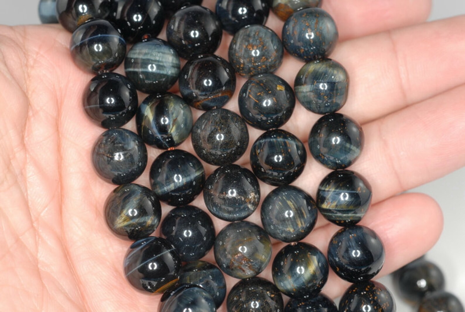 12mm Blue Tiger Eye Gemstone Hawk Eye Grade A Round Loose | Etsy