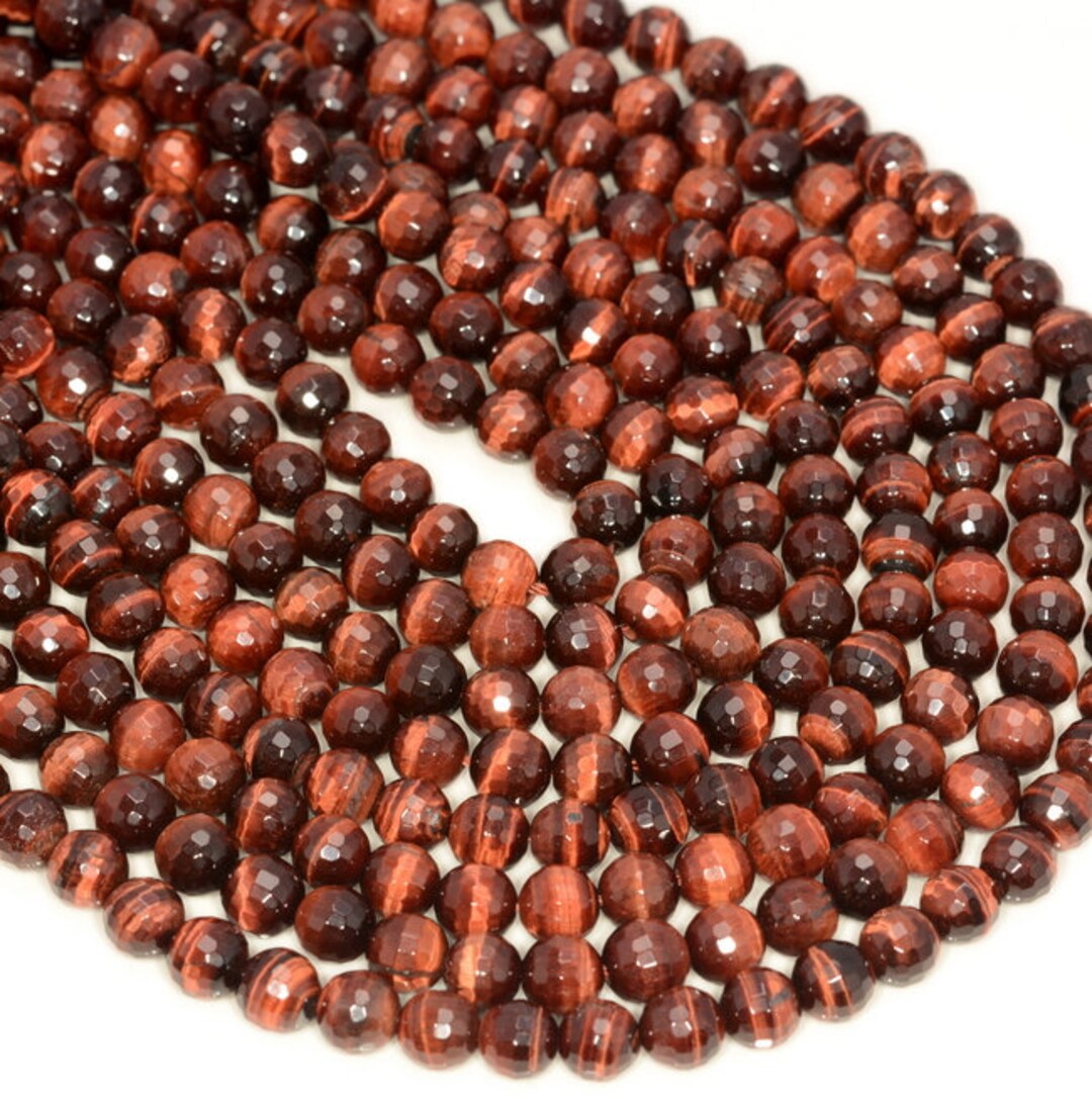 6mm Red Tiger Eye Gemstone Grade AAA Faceted Round Loose Beads 16 Inch ...
