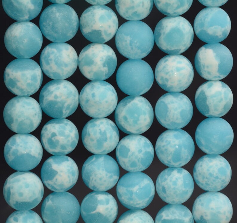 Matte Larimar Quartz Gemstone Synthetic Larimar Grade AAA Sky Blue 4mm ...