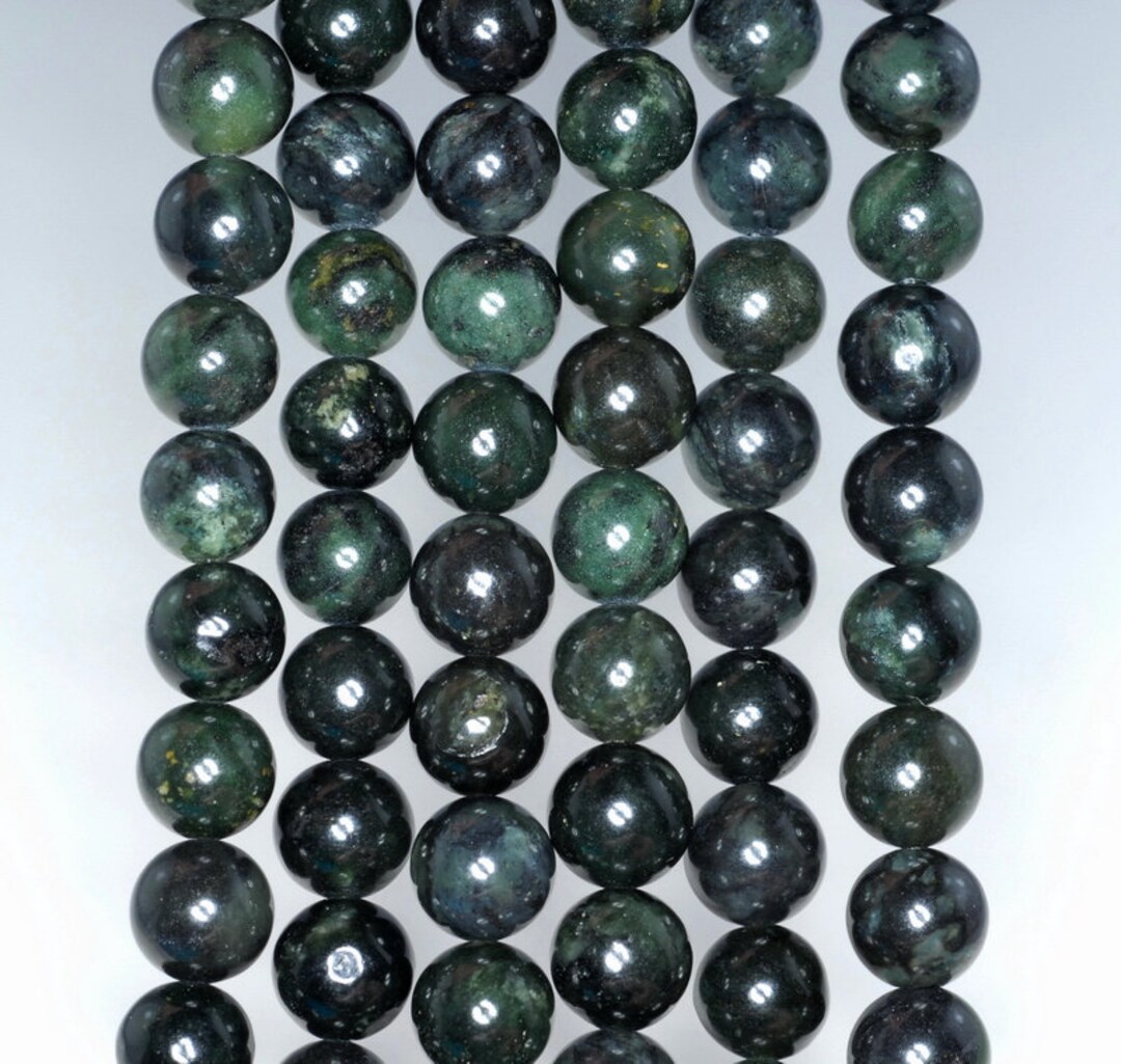 8mm Dark Green Forest Jade Gemstone Round Loose Beads 15.5 Inch Full ...
