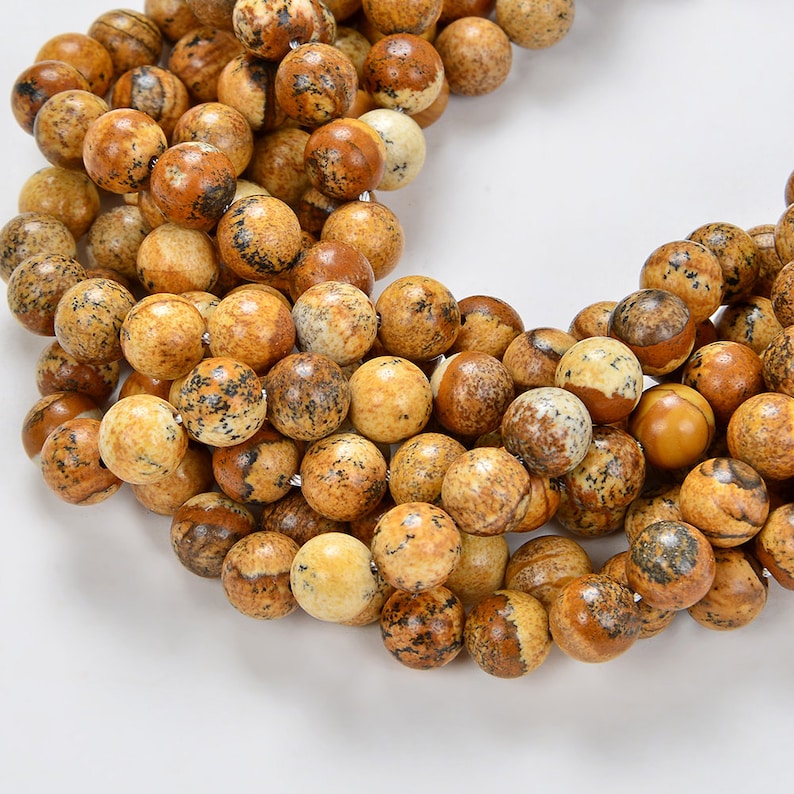 Genuine Natural Picture Jasper Gemstone Grade Aa Round 4mm 6mm 8mm 10mm ...