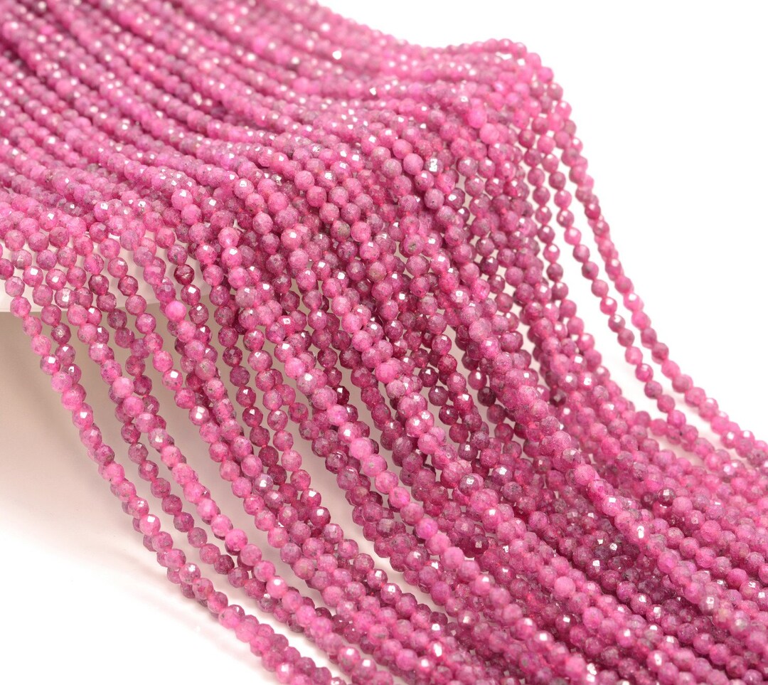 2MM Ruby Gemstone Red Pink Micro Faceted Round Grade Aaa Beads 16inch ...