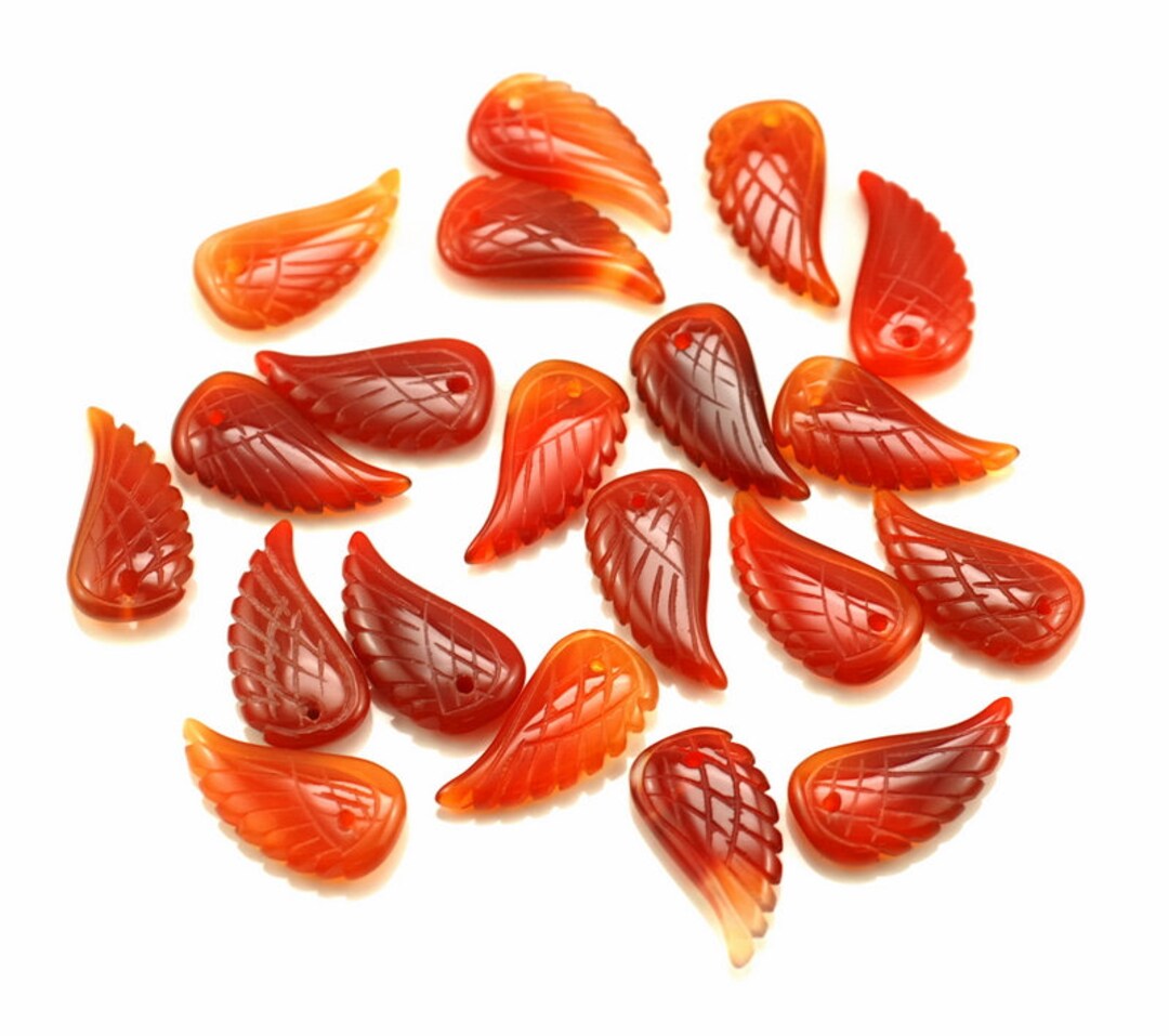 24X12MM Red Agate Gemstone Carved Angel Wing Beads BULK LOT 2,6,12,24 ...