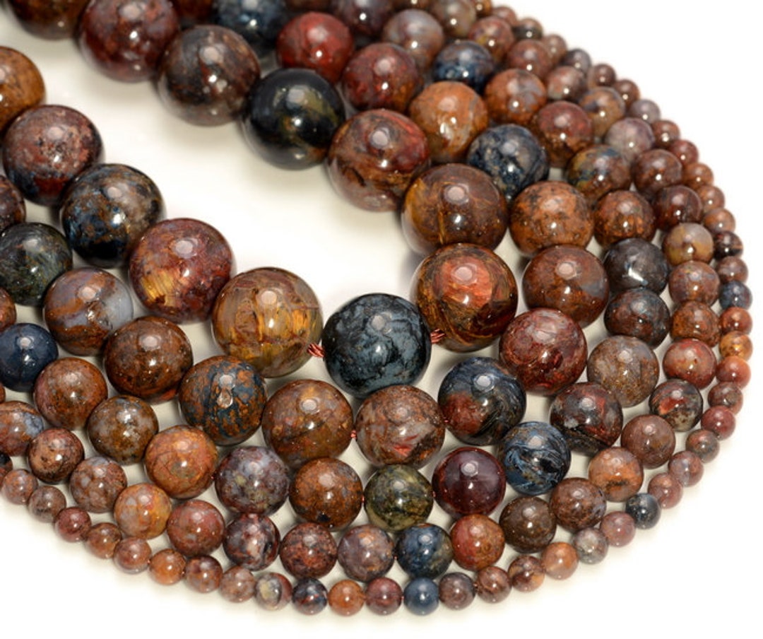 Genuine African Pietersite Gemstone Grade AA Blue Brown Red 4mm 6mm 8mm ...