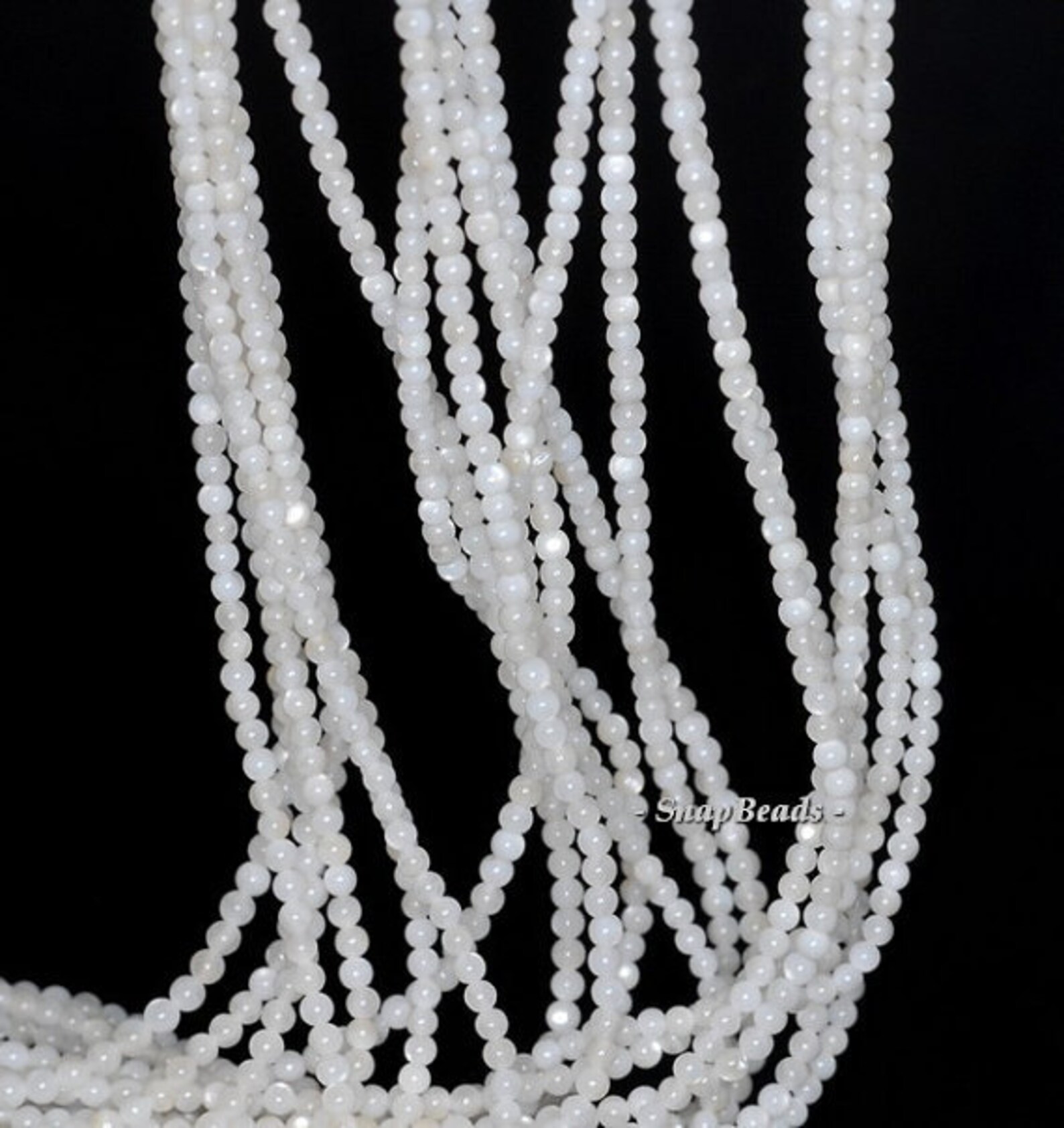 2mm Ivory Pearl Shell Gemstone Grade A Ivory White Round | Etsy