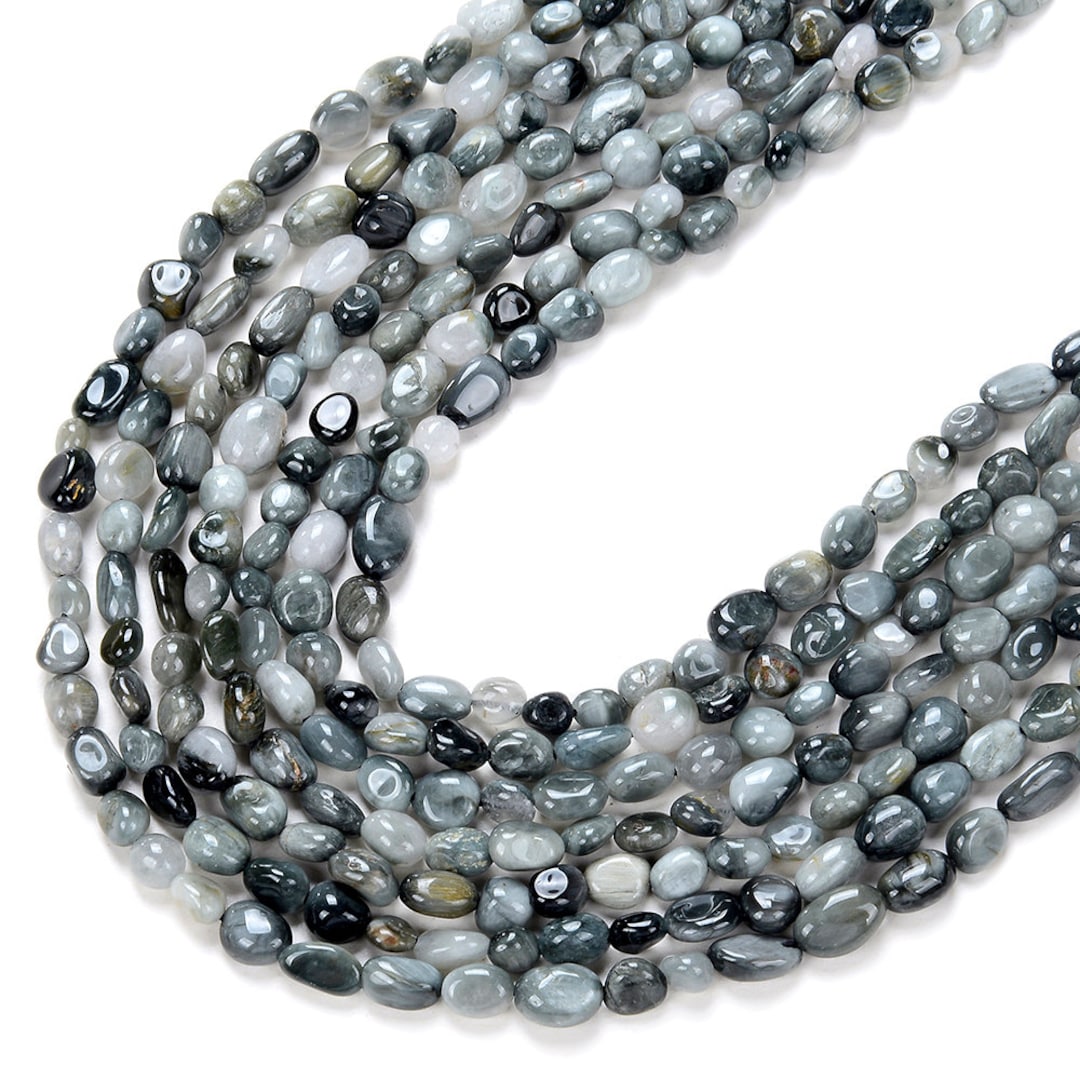 6-8MM Natural Eagle Eye Gemstone Pebble Nugget Loose Beads BULK LOT 1,2 ...