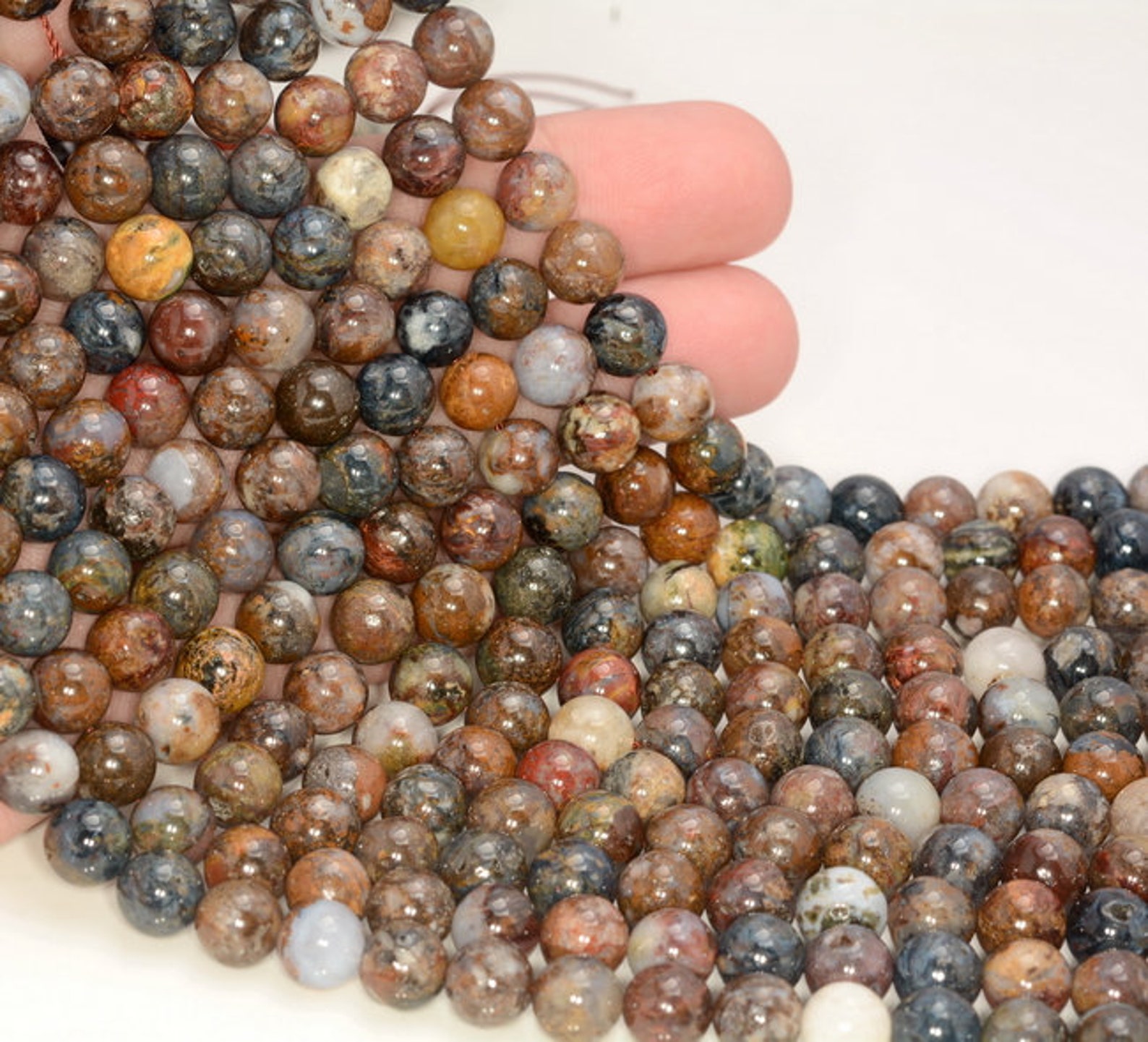 Genuine African Pietersite Gemstone Grade AA Blue Brown Red 6mm 8mm ...