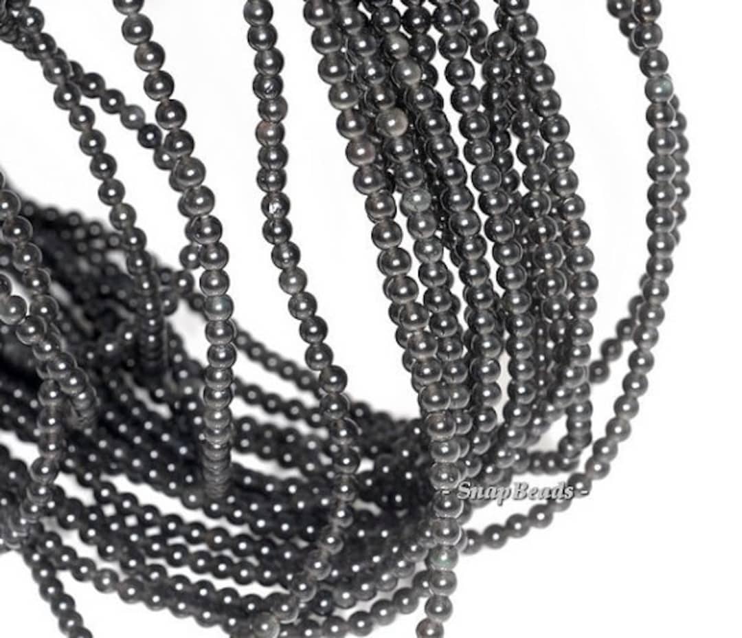 3mm Chatoyant Mystique Black Obsidian Gemstone Round 3mm Loose Beads 16 ...