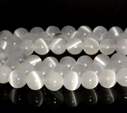 Genuine Selenite White Cat's Eye Gemstone Grade AAA 6mm - Etsy
