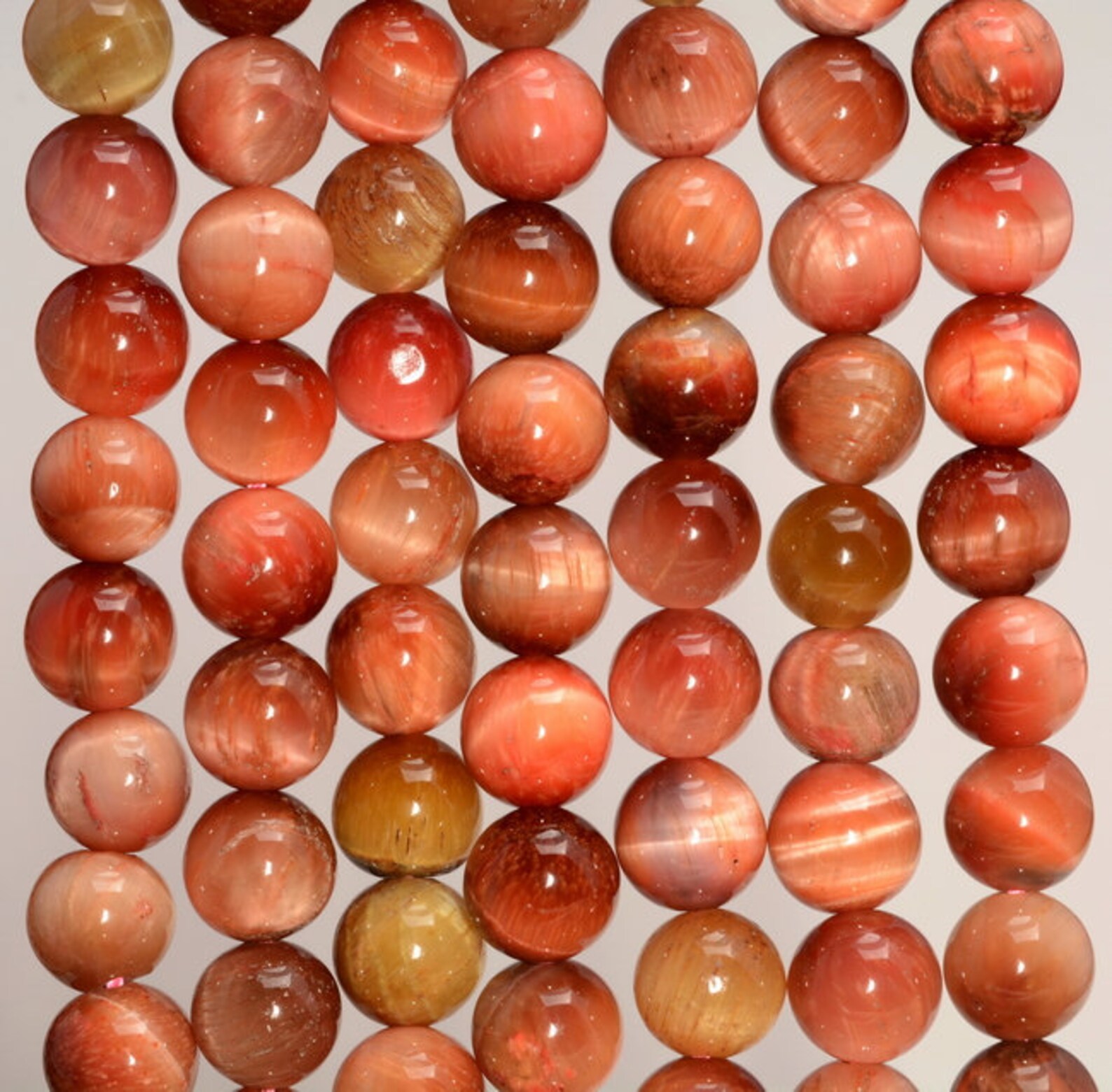 Orange Red Tiger Eye Gemstone 4mm 6mm 8mm 10mm Round Loose Beads 15 ...