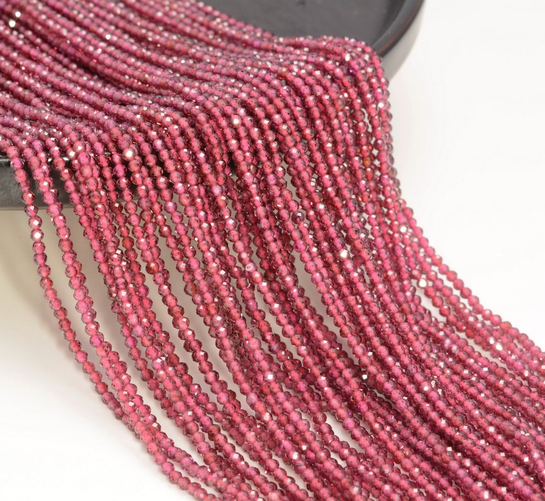 2MM Red Garnet Gemstone Micro Faceted Round Grade Aaa Beads 15.5inch ...