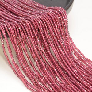 2MM Red Garnet Gemstone Micro Faceted Round Grade Aaa Beads 15.5inch ...