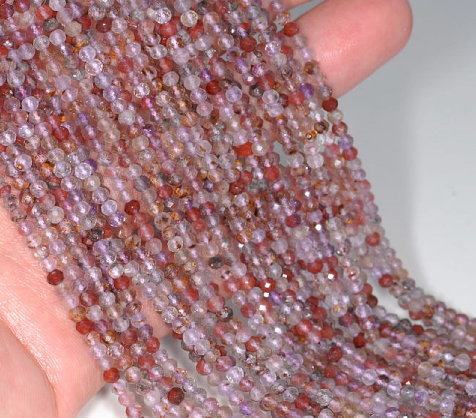 3mm Rare Auralite 23 Cacoxenite Grade AAA Purple Pink Red Quartz Micro ...