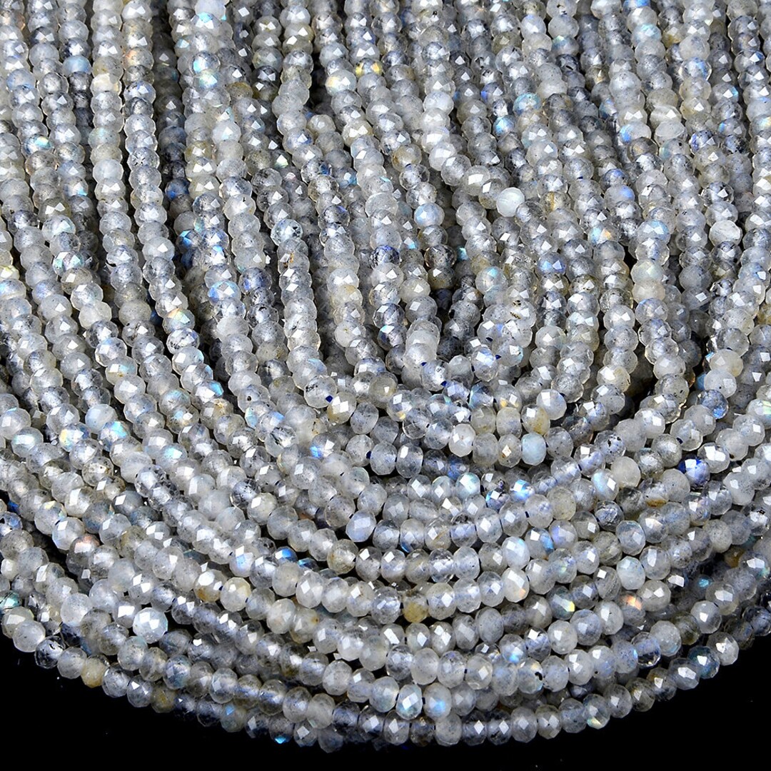 4X3MM Natural Labradorite Gemstone Grade AAA Micro Faceted Rondelle ...
