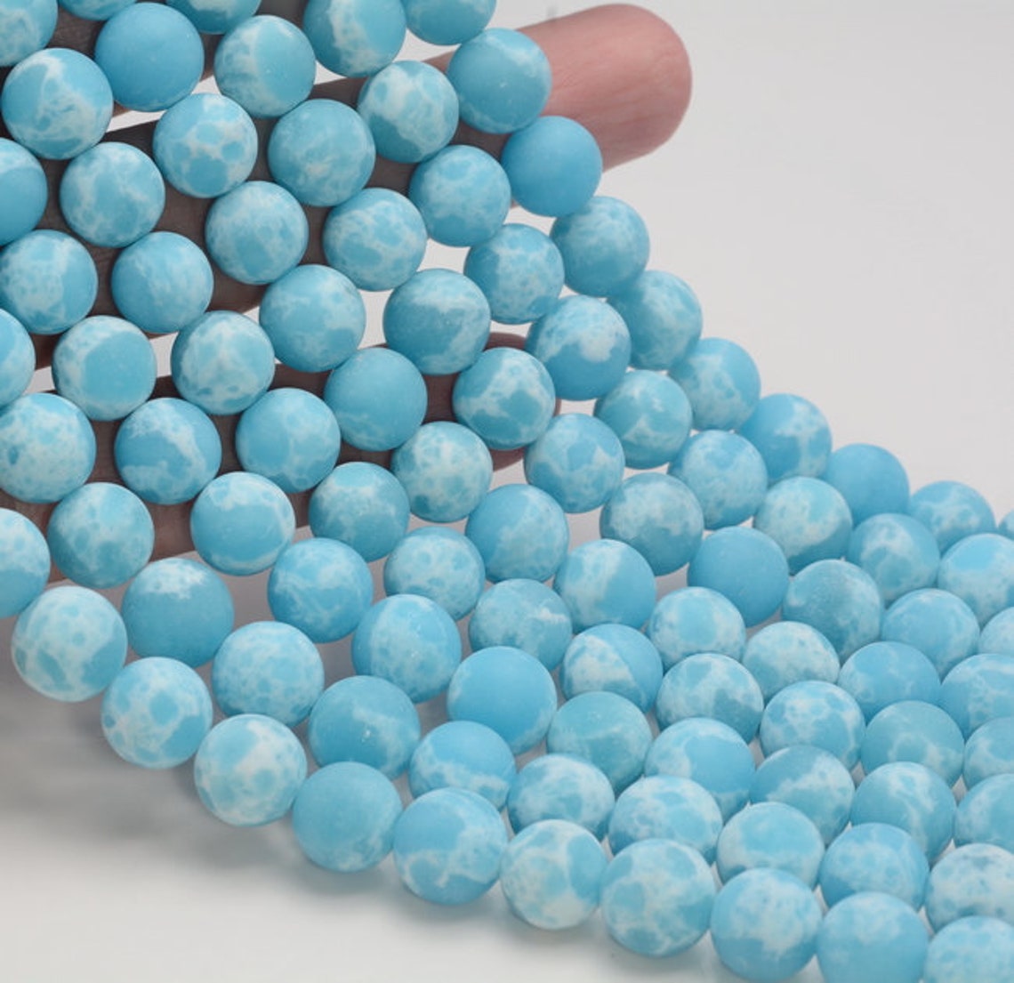 Matte Larimar Quartz Gemstone Synthetic Larimar Grade AAA Sky Blue 4mm ...