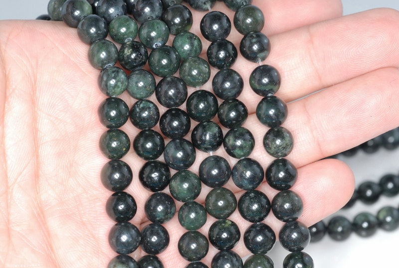 8mm Dark Green Forest Jade Gemstone Round Loose Beads 15.5 - Etsy
