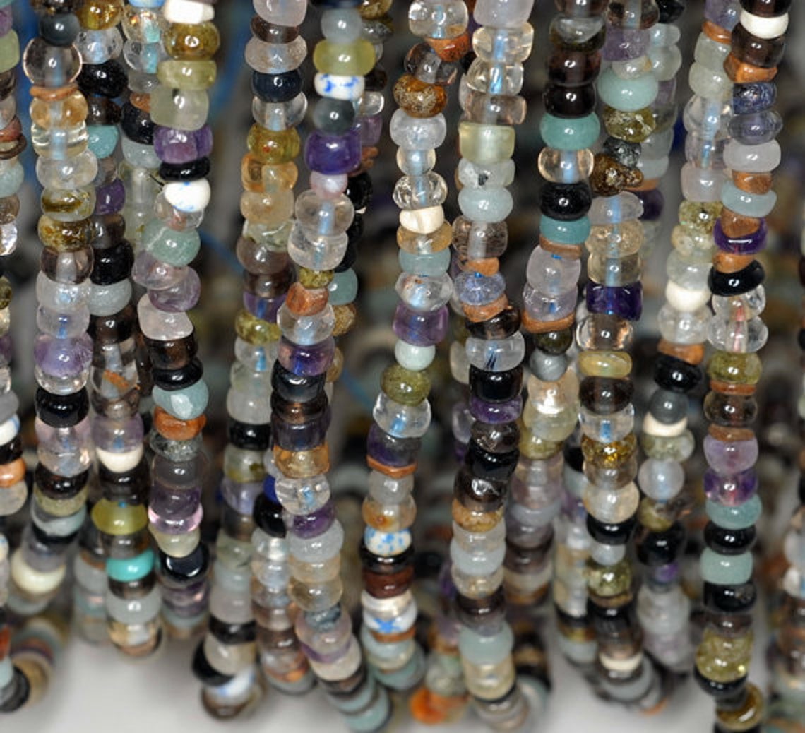 4x2mm Gala Mix Quartz Gemstone Assorted Gems Rondelle Loose Beads 15.5 ...
