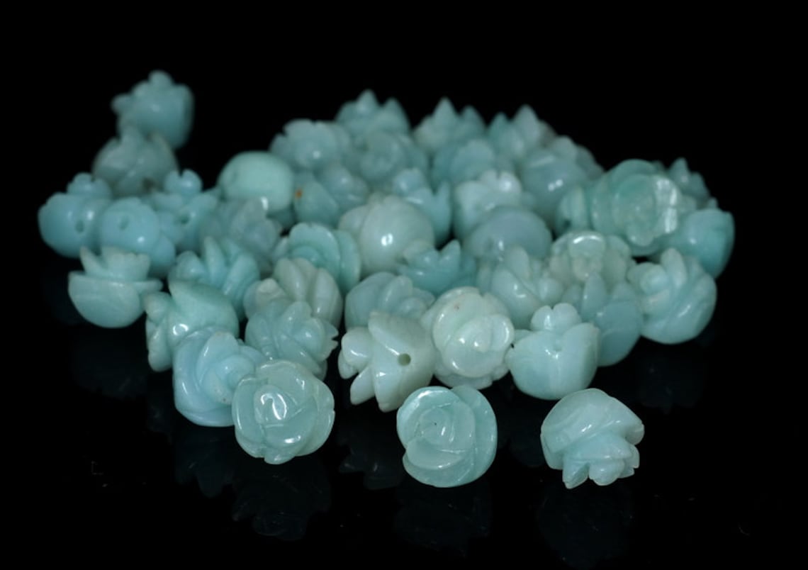 8MM Amazonite Gemstone Carved Flower Beads BULK LOT - Etsy