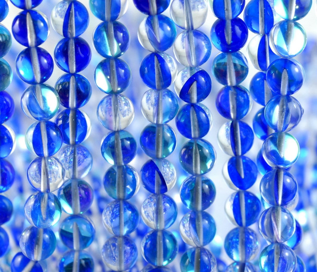 8mm Mystic Aura Quartz Titanium BI Blue Round Loose Beads 15 Inch Full ...