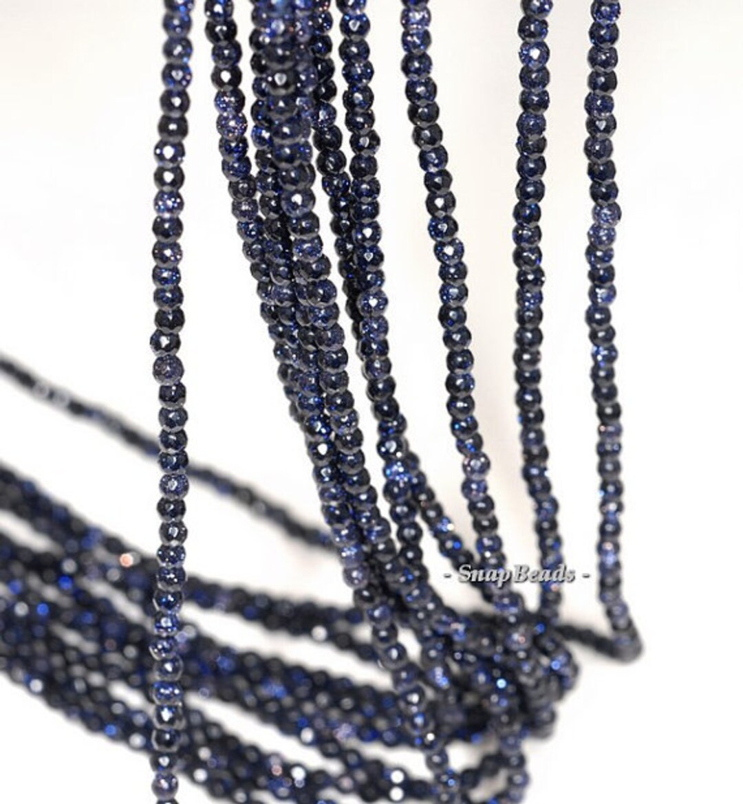 3MM Disco Blue Sandstone Gemstone, Blue, Faceted Round 3MM Loose Beads ...