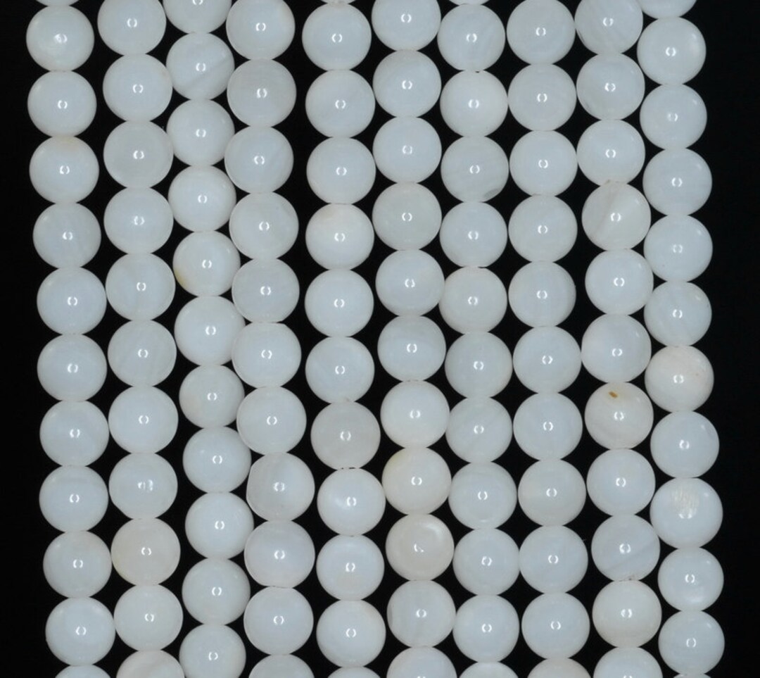 6mm Milky White Sheen Shell Gemstone Round Loose Beads 15.5 Inch Full ...