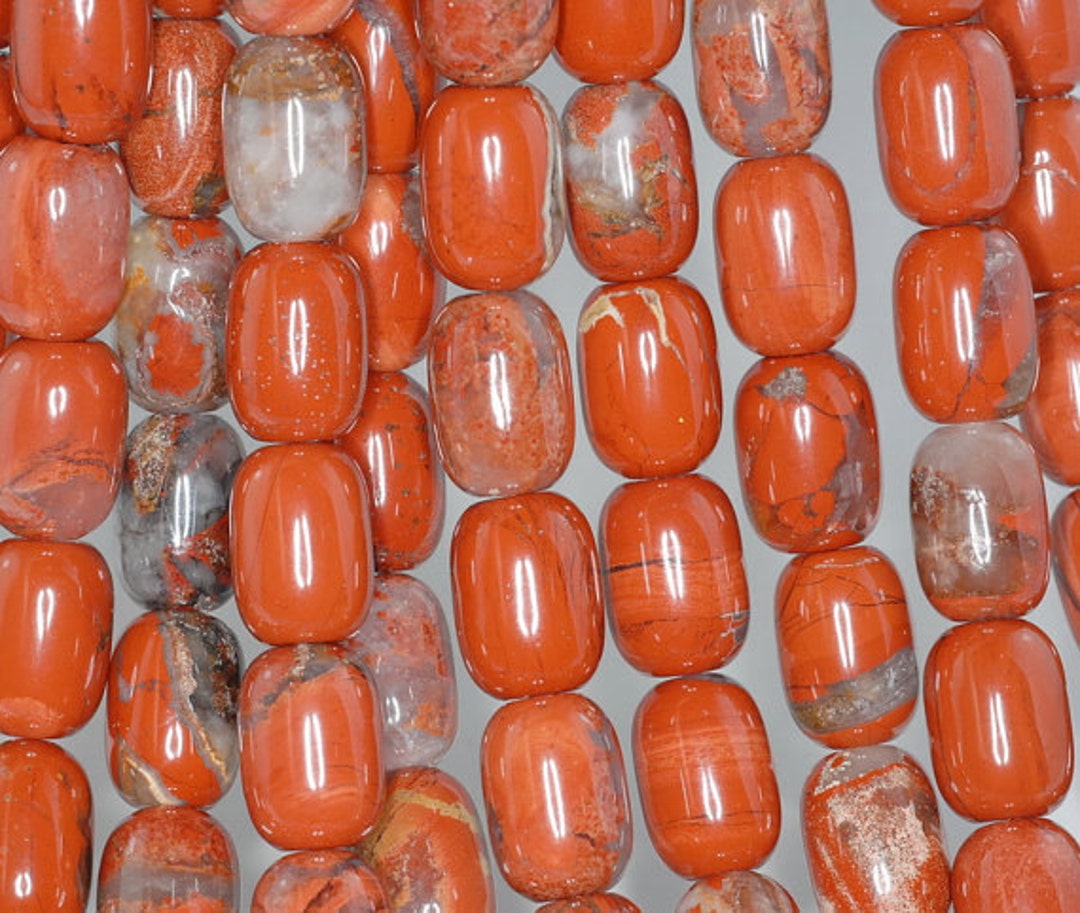 18x13mm Red Brick Jasper Gemstone Barrel Drum Loose Beads 7.5 Inch Half ...