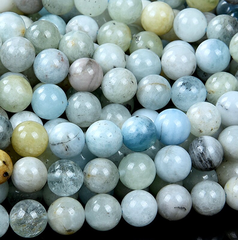 Natural Aquamarine Gemstone Grade A Round 7-8MM Loose Beads BULK LOT 1 ...