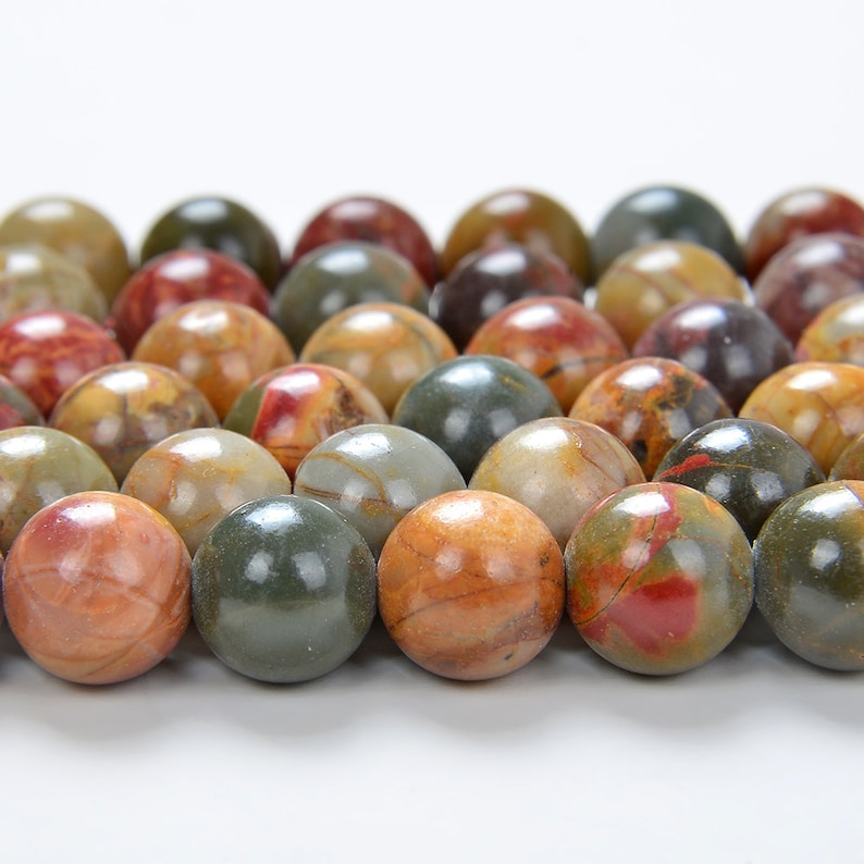 Genuine Natural Picasso Jasper Gemstone Grade Aa Round 4mm 6mm | Etsy