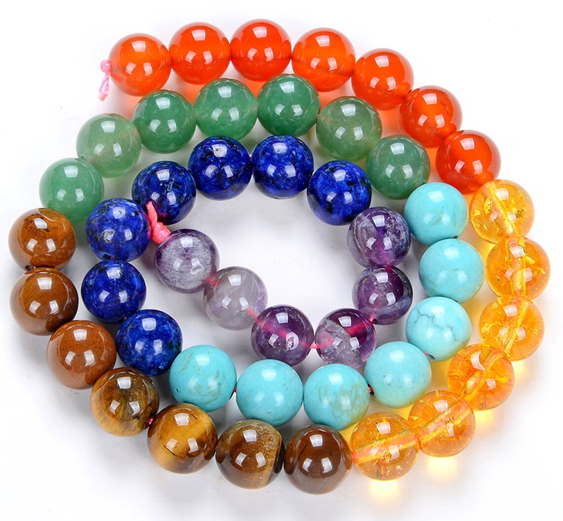 7 Chakra Gemstone Grade Round 6mm 8mm 10mm Loose Beads 15 Inch - Etsy