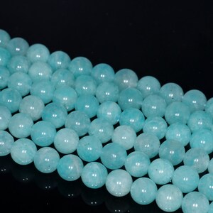 7mm Aqua Amazonite Gemstone Aqua Blue Grade AAA Round Loose Beads 15.5 ...
