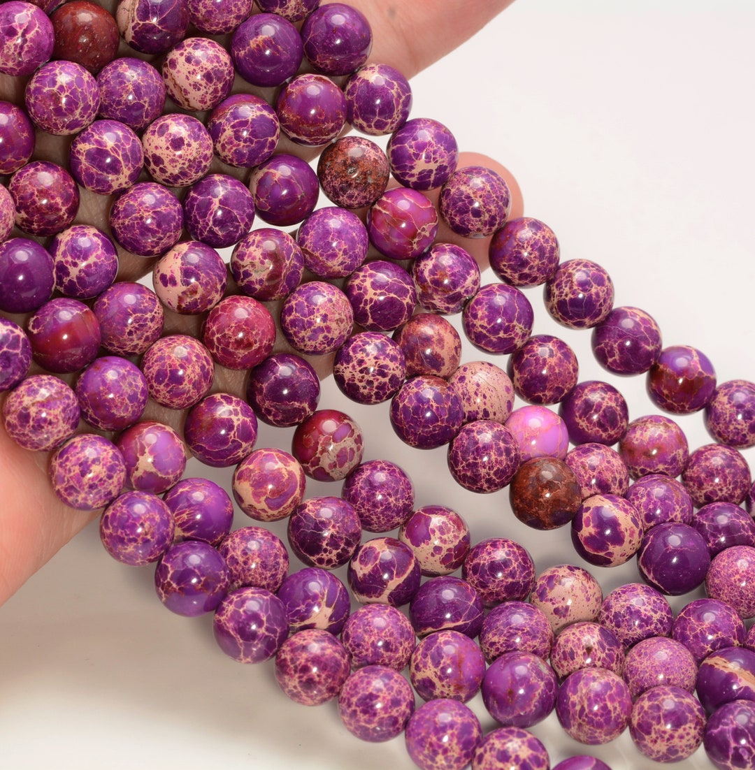 8mm Sea Sediment Imperial Jasper Purple Gemstone Round 8mm Loose Beads ...