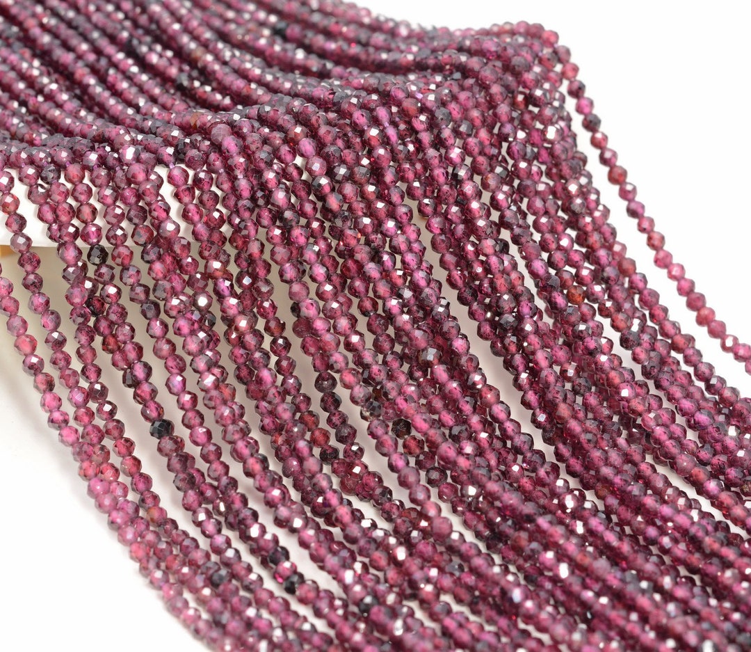 3MM Red Garnet Gemstone Micro Faceted Round Grade Aaa Beads 15.5inch ...